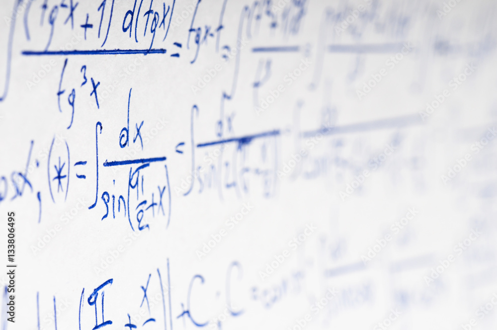 Handwritten calculation of higher mathematics as a background Stock ...