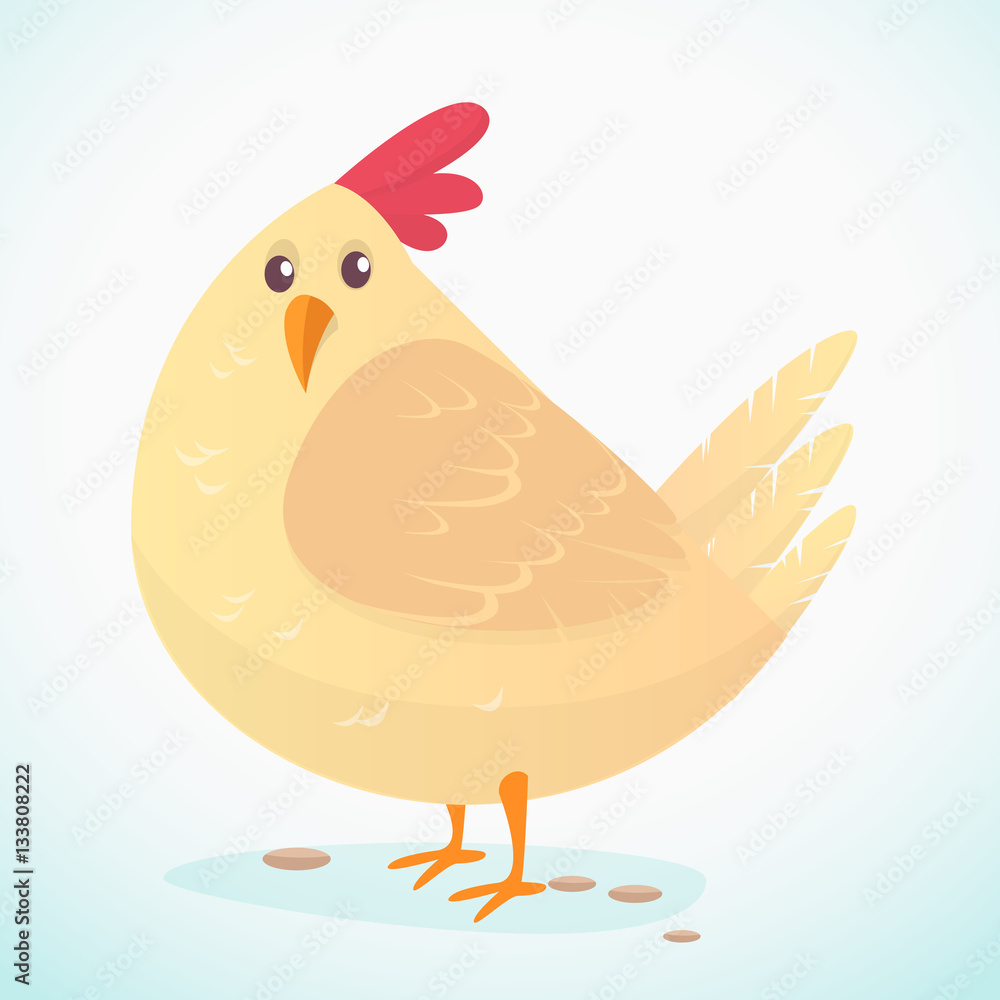Cartoon big fat hen isolated on a white background. Vector illustration ...