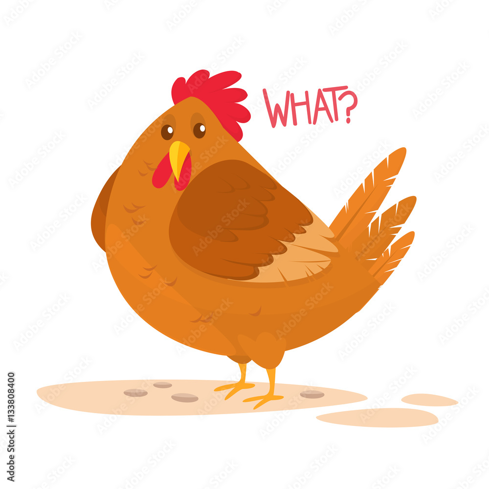 Cartoon big fat hen isolated on a white background. Vector illustration ...