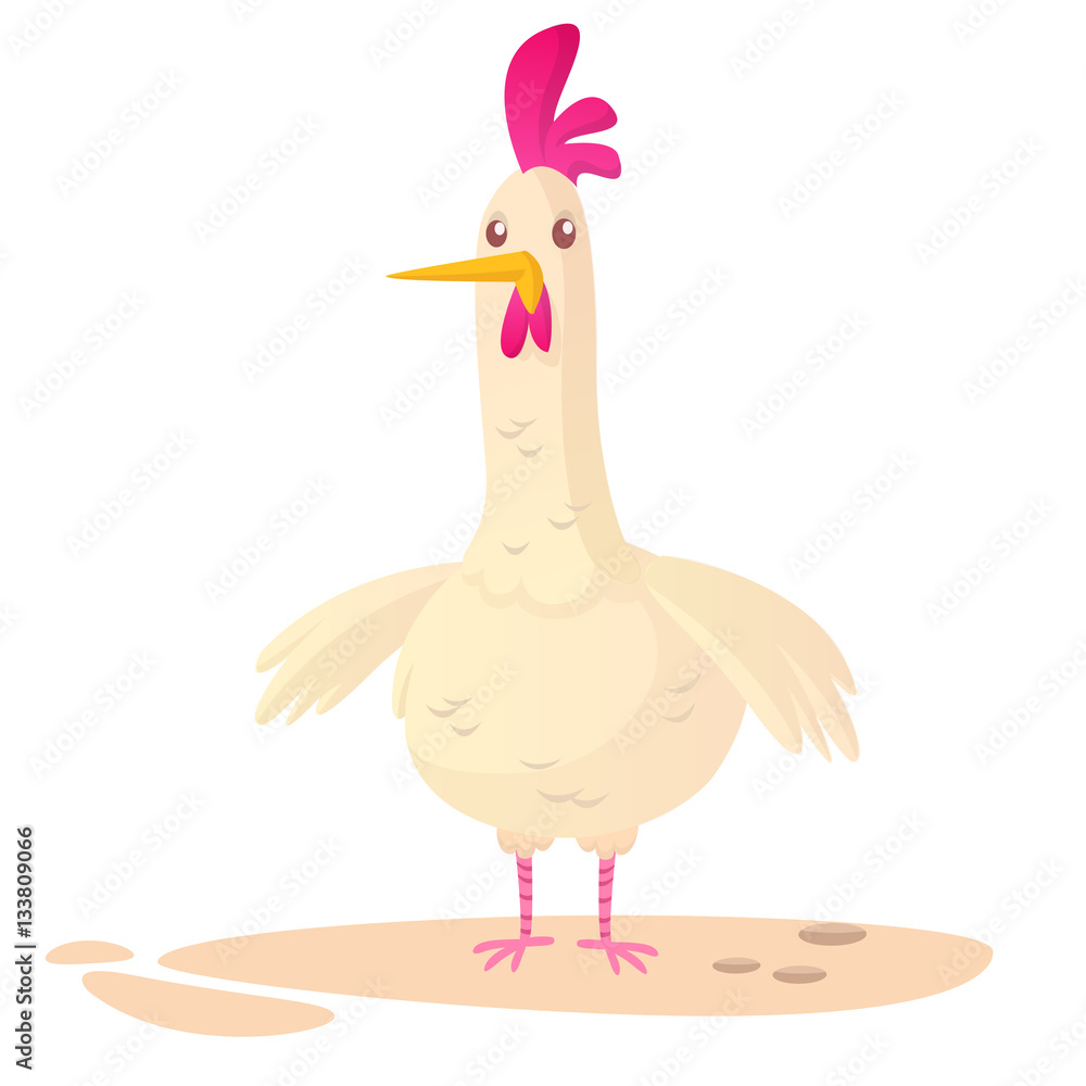 Cartoon big fat hen isolated on a white background. Vector illustration ...