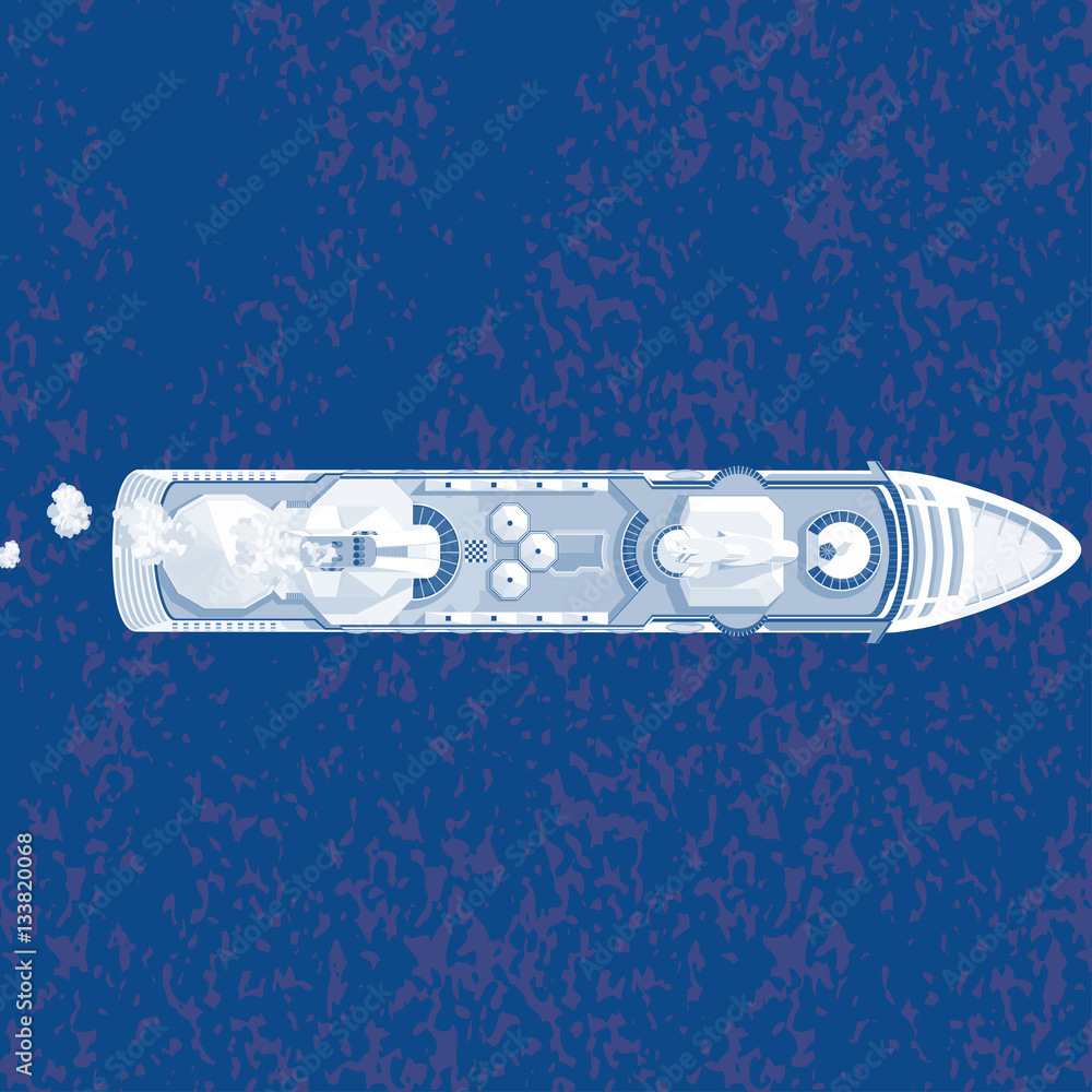 Technical top view & layout illustration of a cruise ship shoring ...