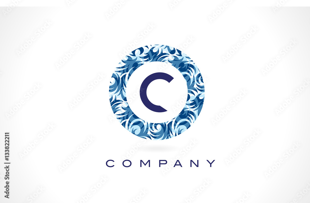 Letter C Blue Pattern Logo Design. Stock Vector | Adobe Stock