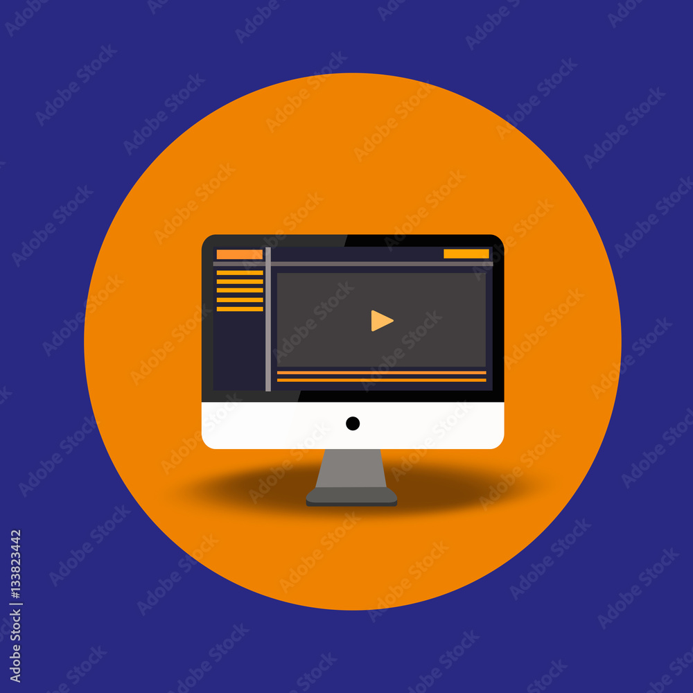 mono block series of personal computers. icon computer mono block flat ...