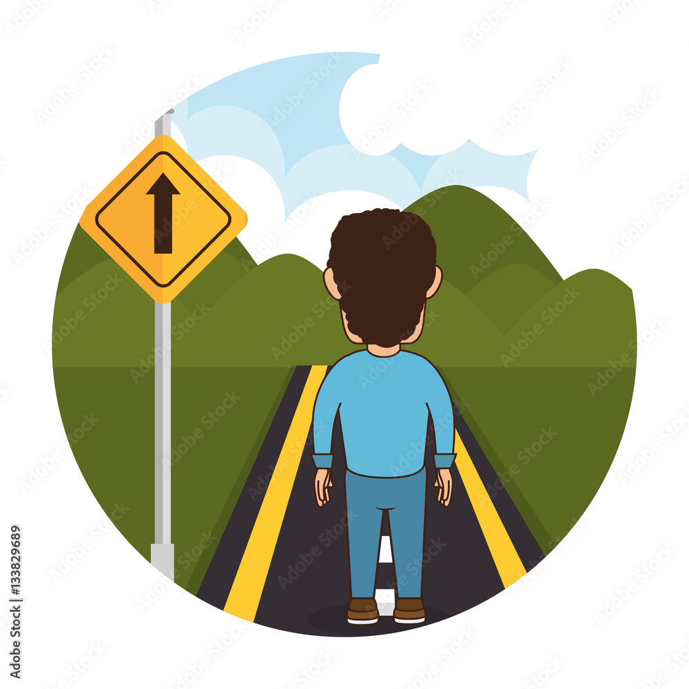 person walking in the road vector illustration design Stock Vector ...