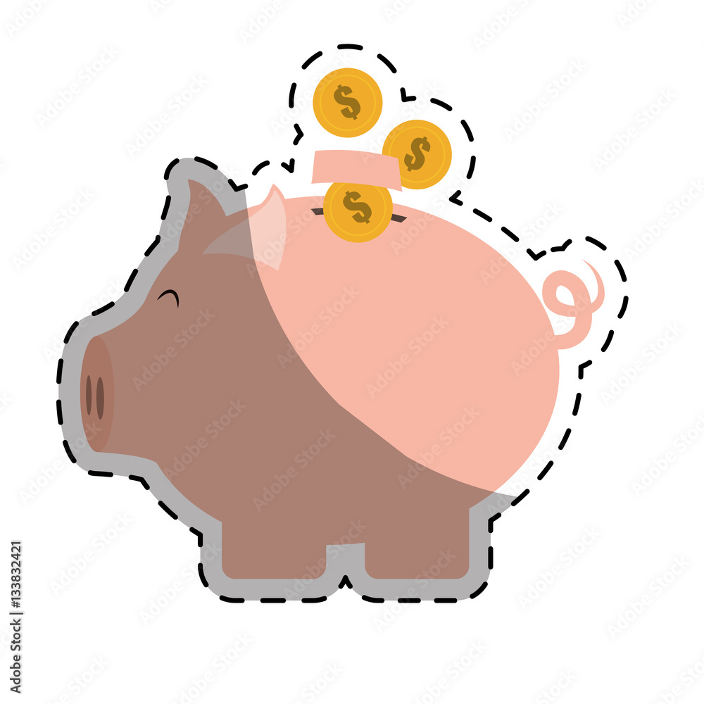 piggy bank money icon image sticker vector illustration design Stock ...