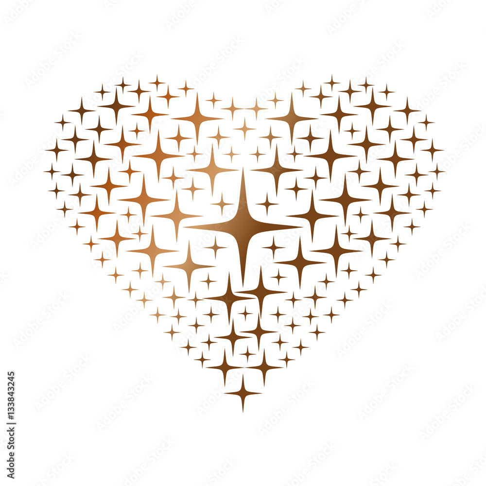 Heart made with golden stars isolated on white background. Vector ...