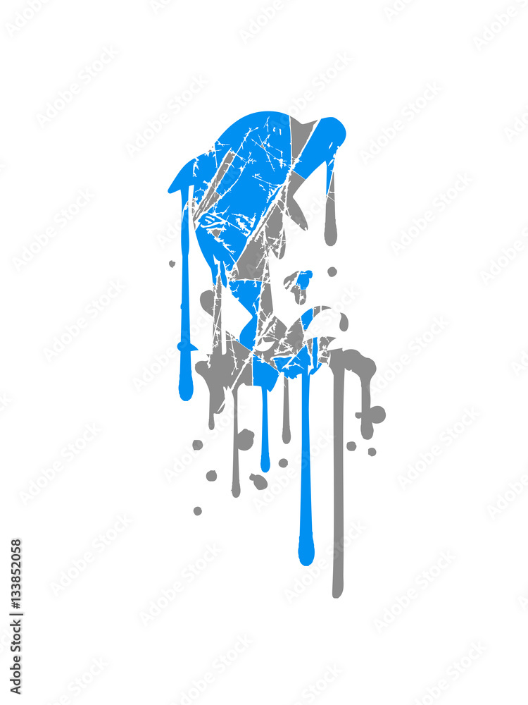 Stamp scratch old crack spray graffiti silhouette drop jump water sea ...