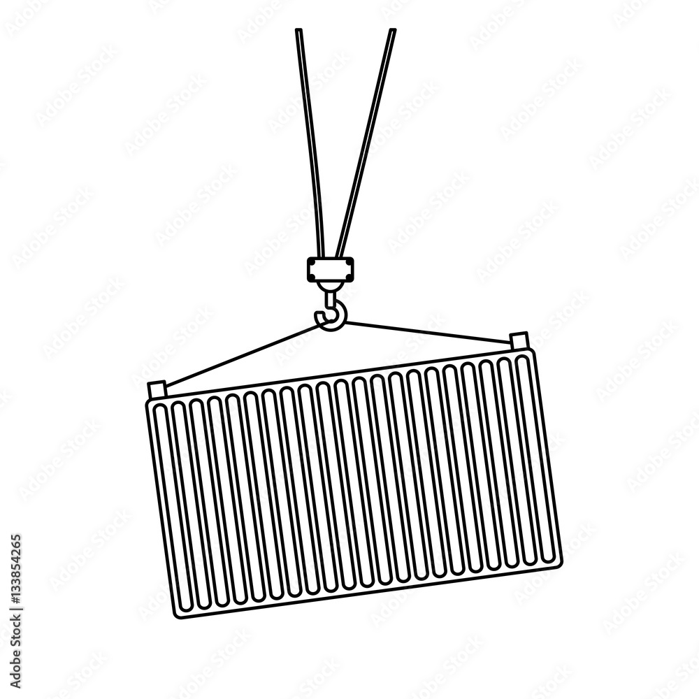 shipping container icon image black line vector illustration design ...