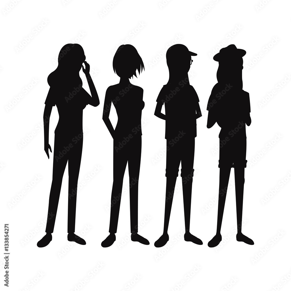silhouette teens girl student cap standing vector illustration Stock ...