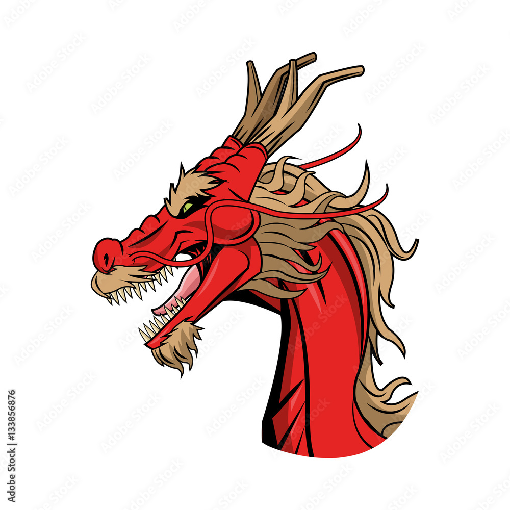 red dragon cartoon icon over white background. colorful design. vector ...
