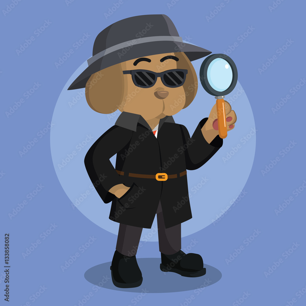 detective dog holding spy glasses Stock Vector | Adobe Stock
