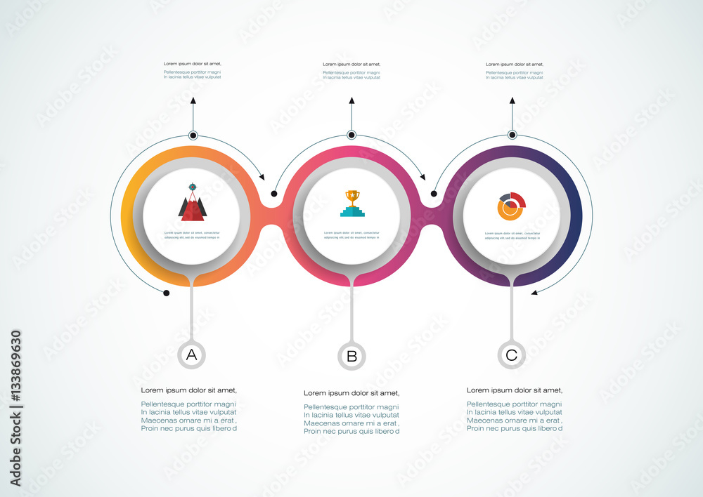Vector infographics timeline design template with 3D paper label ...