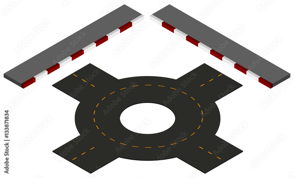 Road design with roundabout and pavements Stock Vector | Adobe Stock