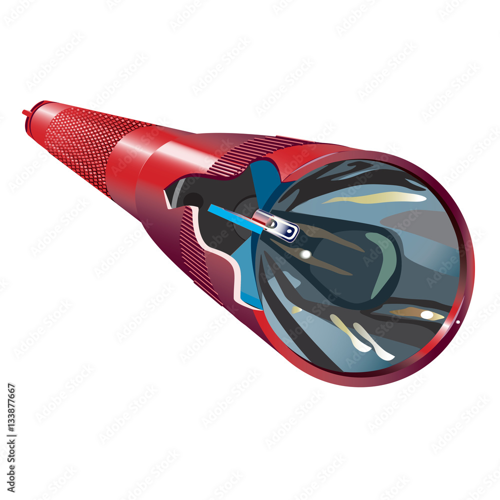 Cross-section of a flashlight. Stock Vector | Adobe Stock
