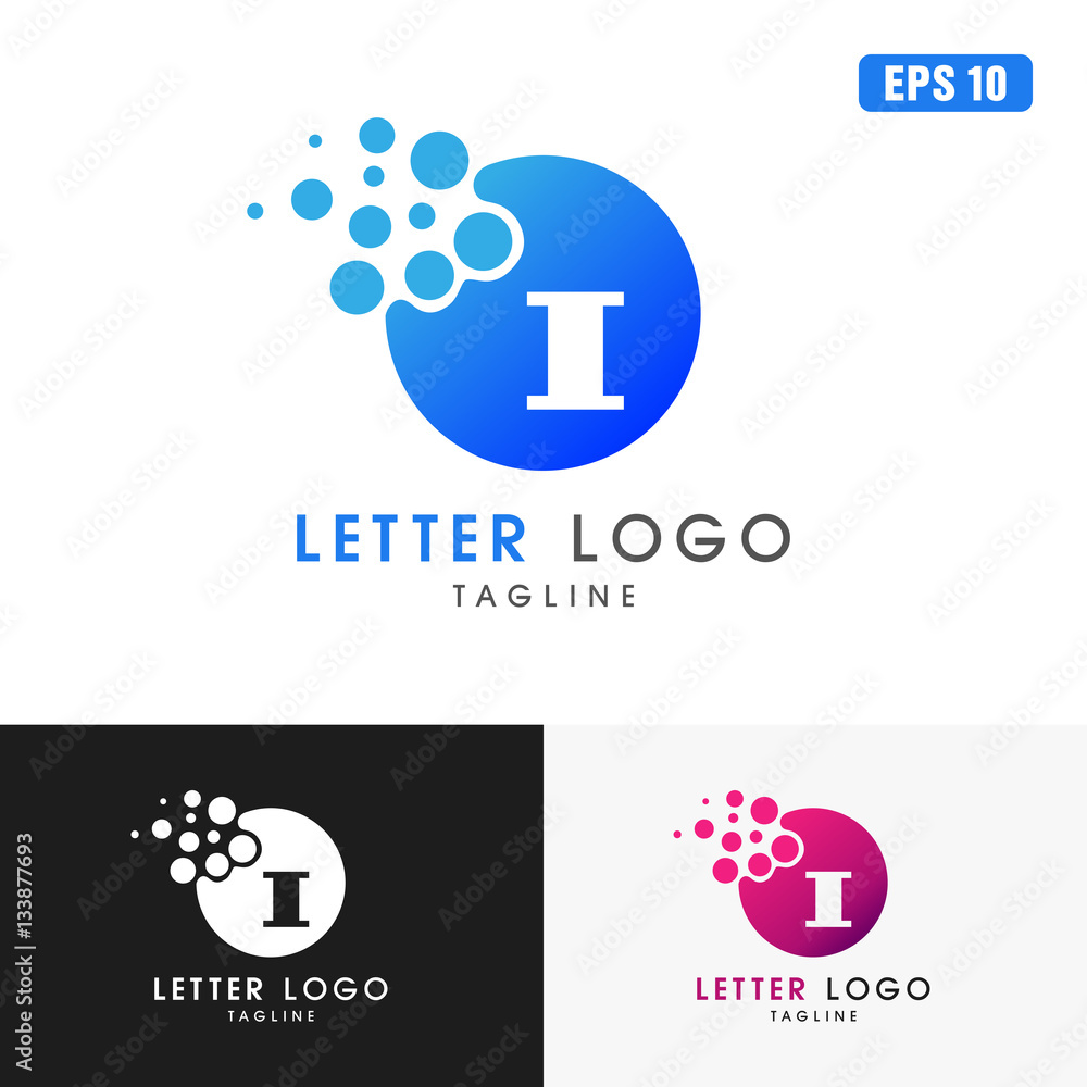 Letter I Circle Pixel Dot Logo / Icon Vector Design (Business Logo Idea ...