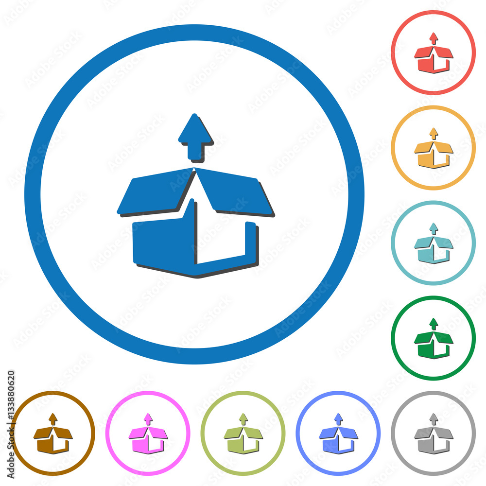 Unpack icons with shadows and outlines Stock Vector | Adobe Stock