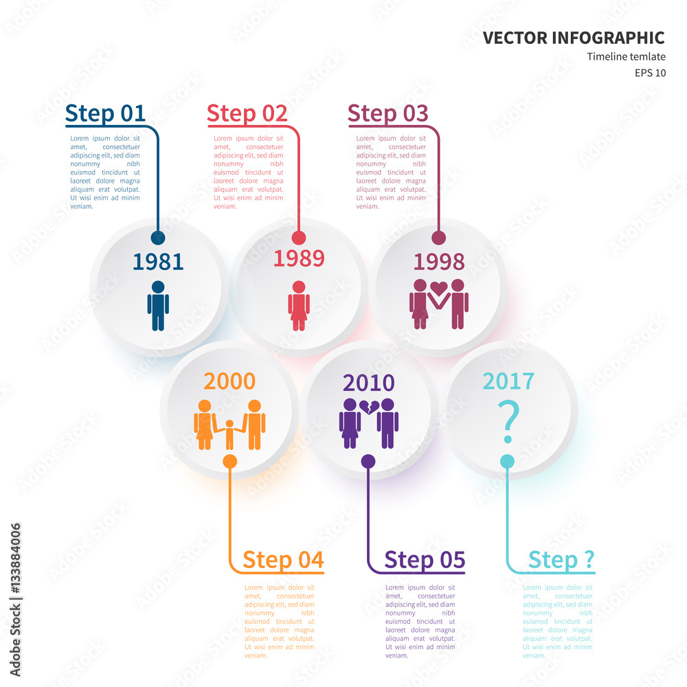 Infographic template, timeline relationship Stock Vector | Adobe Stock