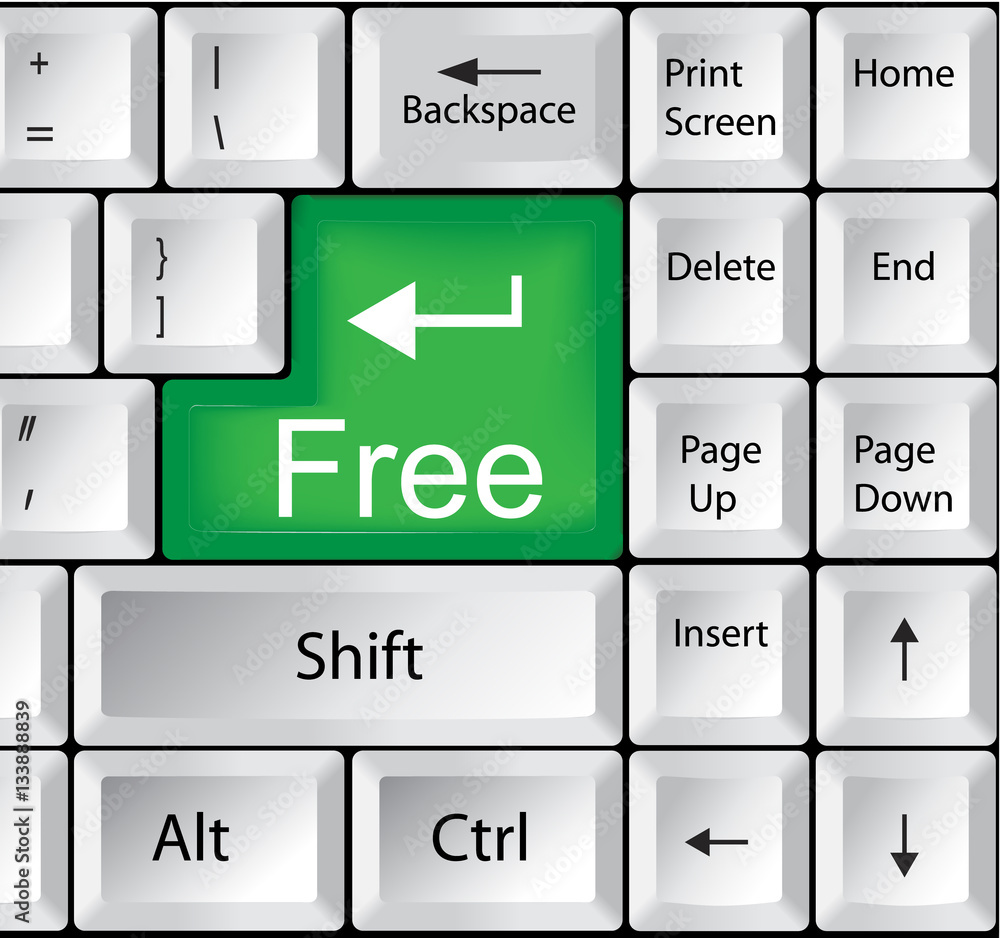Computer Keyboard with Free - Business Concept Stock Vector | Adobe Stock