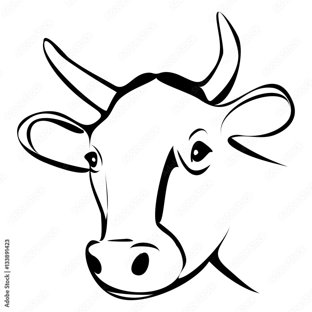 COW HEAD OUTLINE VECTOR Stock Vector | Adobe Stock