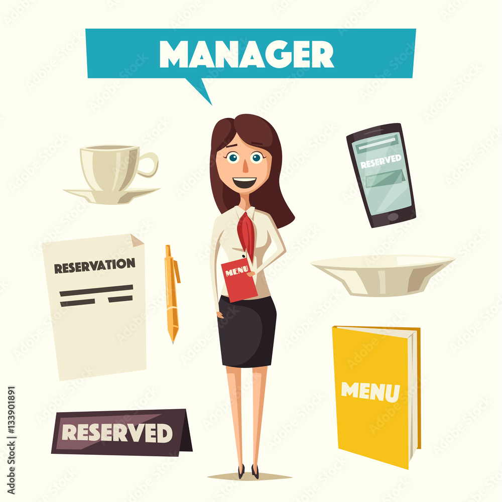 Restaurant manager. Cartoon vectror illustration Stock Vector | Adobe Stock