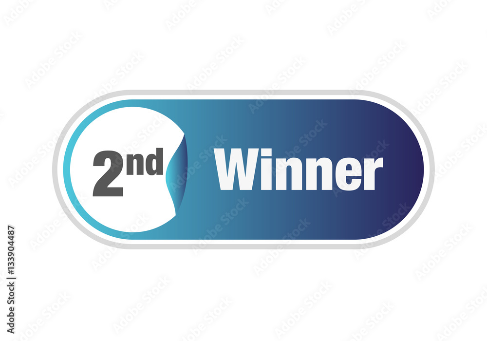 2nd, winner, sign, button, blue Stock Vector | Adobe Stock
