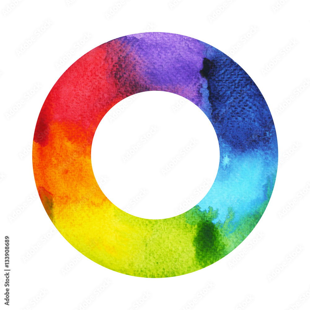 7 color of chakra symbol concept, round circle, watercolor painting ...