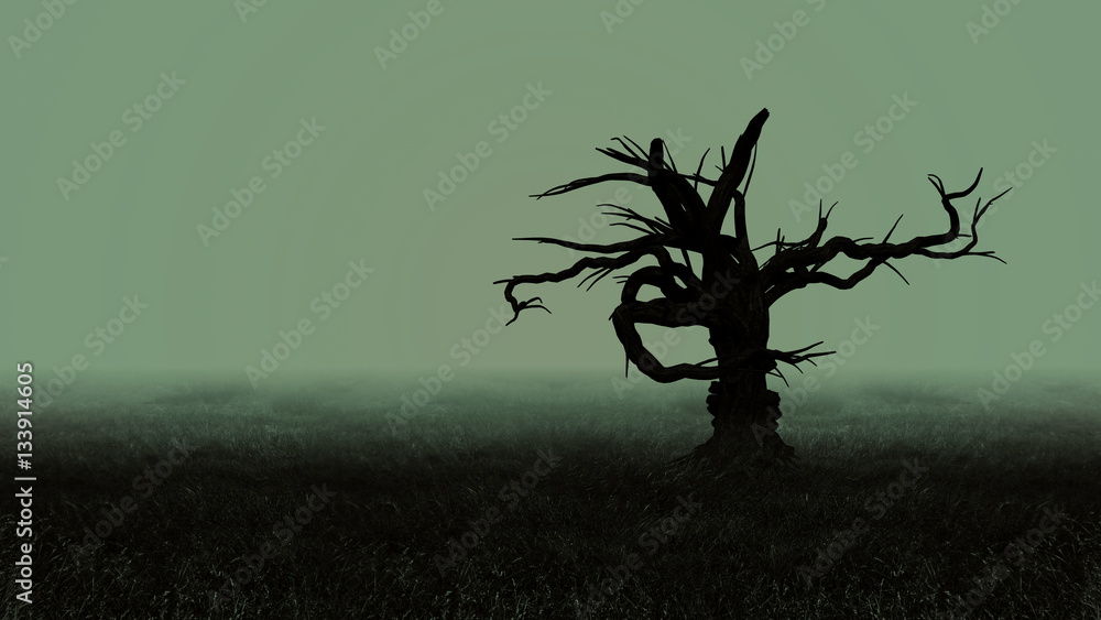 Dark Horror Spooky tree. Halloween Dark Night Background. Stock ...