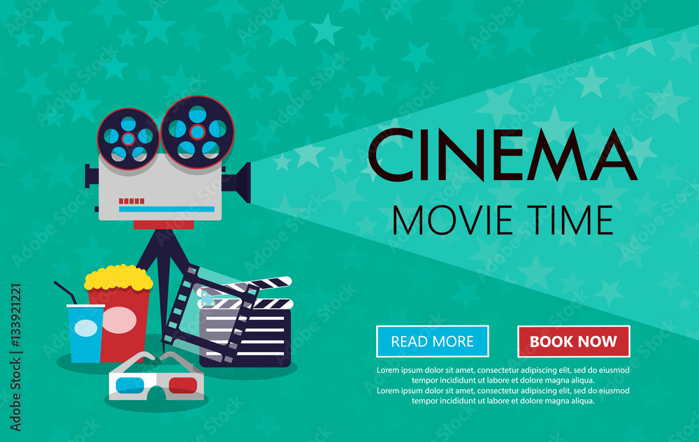 Movie cinema premiere poster design. Vector template banner for show ...