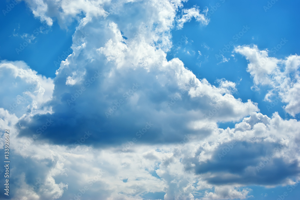 Deep blue sky and clouds Stock Photo | Adobe Stock