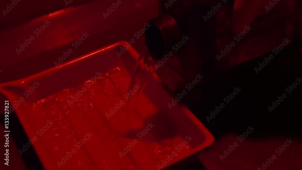 Preparation for the photo development in the darkroom close-up Stock ...