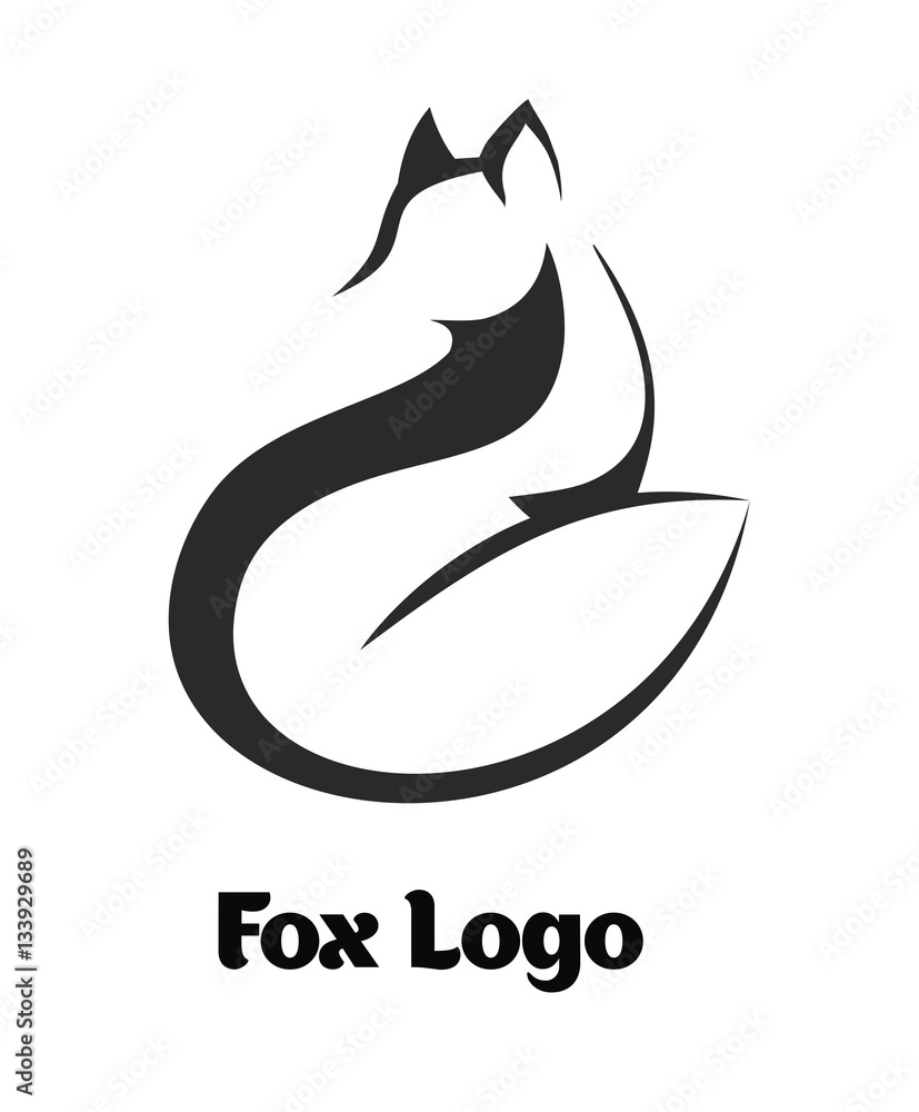 Vector logo fox. Fox sitting and looking away. Laconic symbol for icons ...