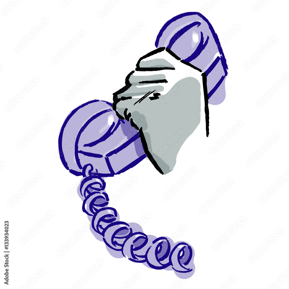 Hand holding a corded telephone. Stock Vector | Adobe Stock