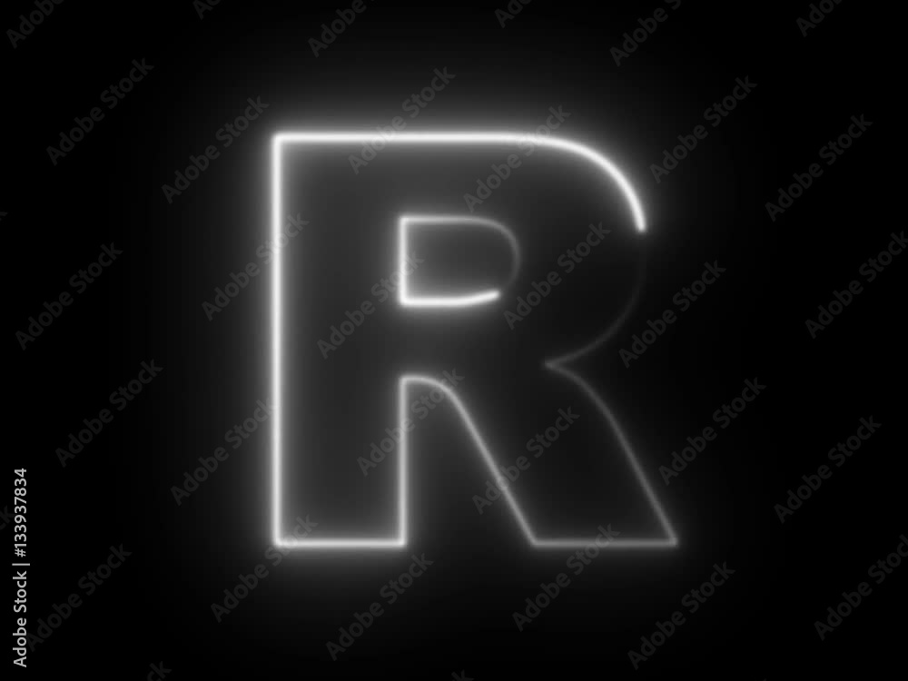 Alphabet letter R - animated light outline on black background Stock ...