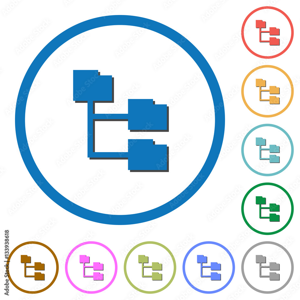 Folder structure icons with shadows and outlines Stock Vector | Adobe Stock