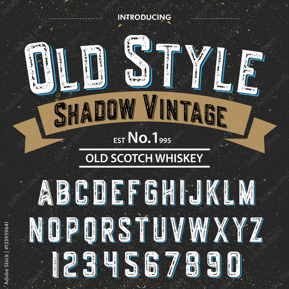Typeface. Label. Old Style Shadow Wintage typeface, labels and ...