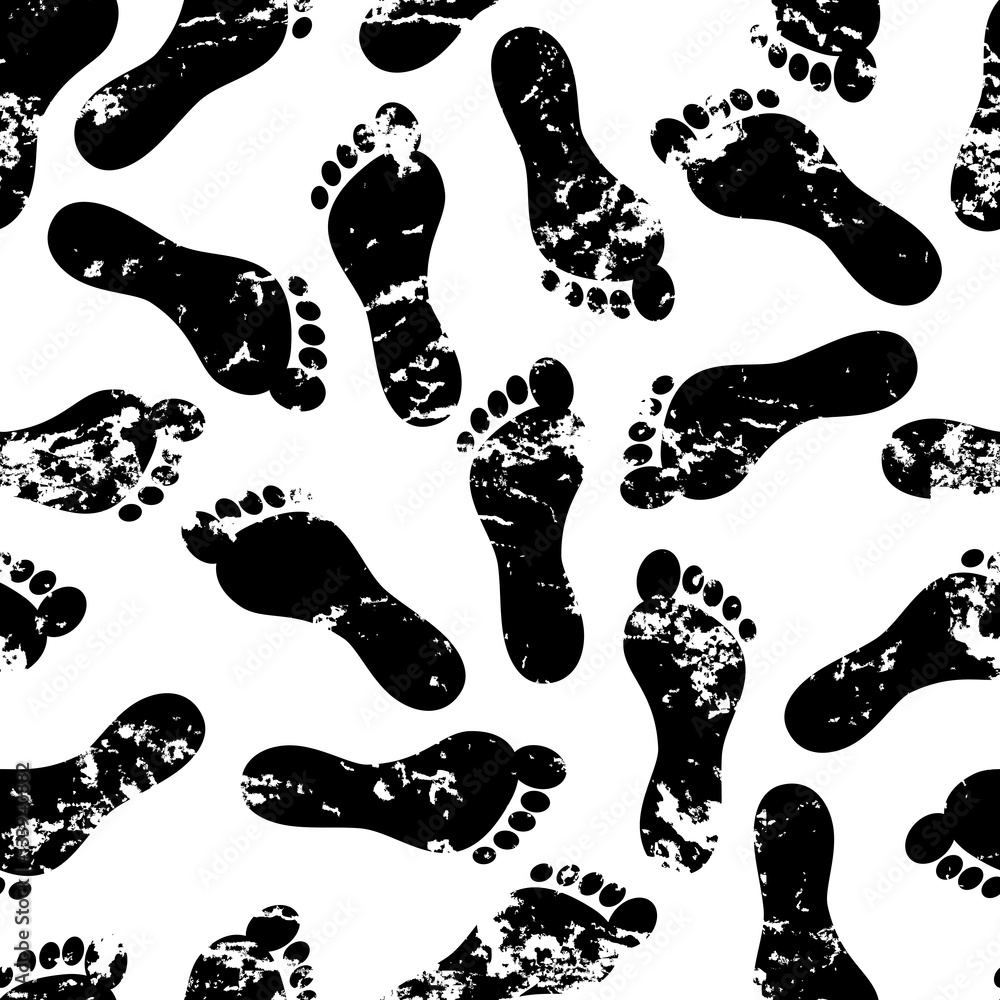 Vector seamless pattern with human footprint and grunge removable ...
