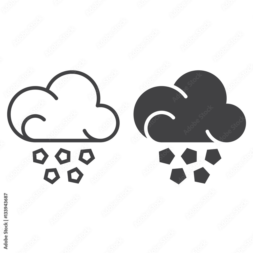 Hail cloud line icon, outline and filled vector sign, linear and full ...