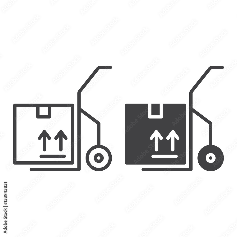 Hand track, dolly line icon, outline and filled vector sign, linear and ...