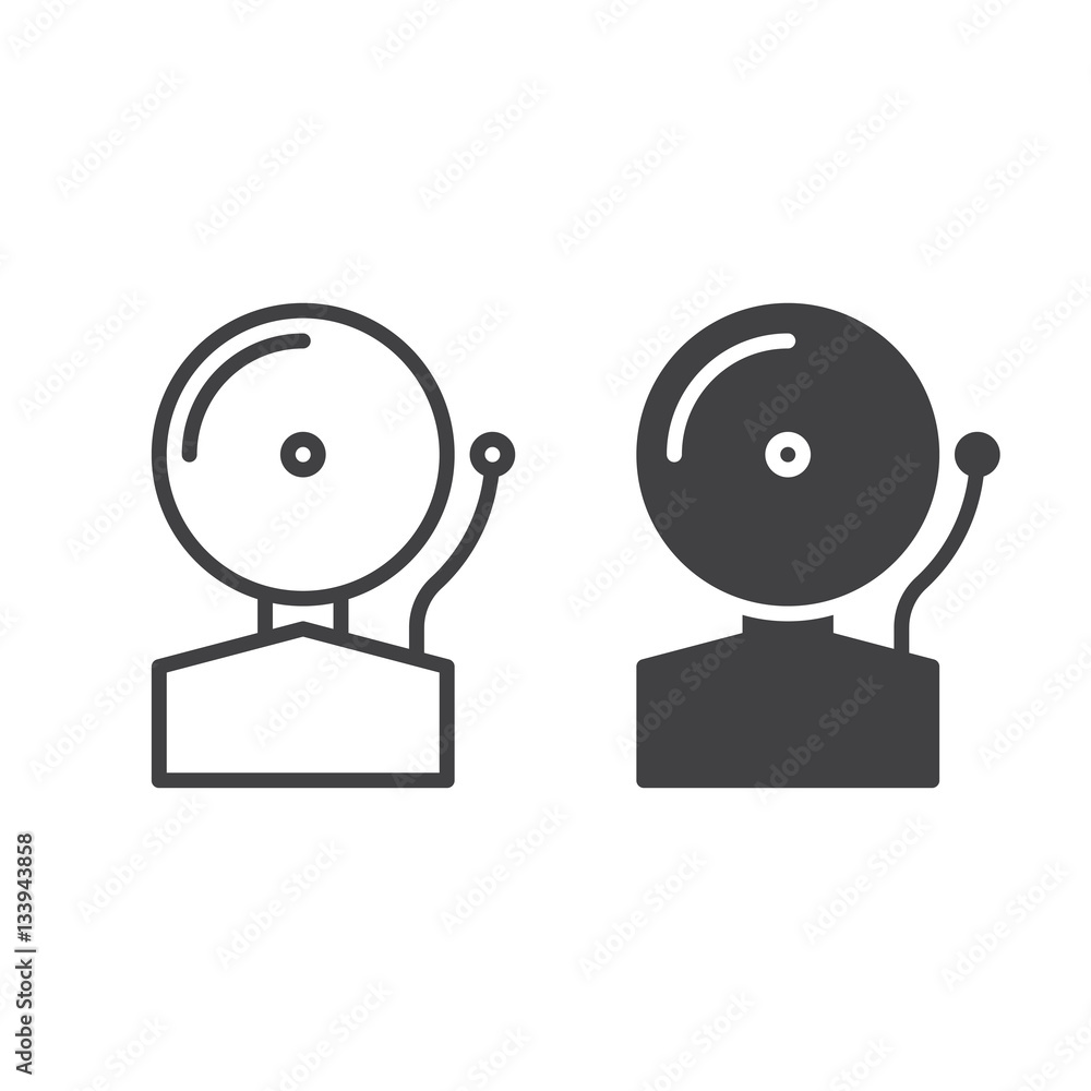 Fire alarm line icon, outline and filled vector sign, linear and full ...