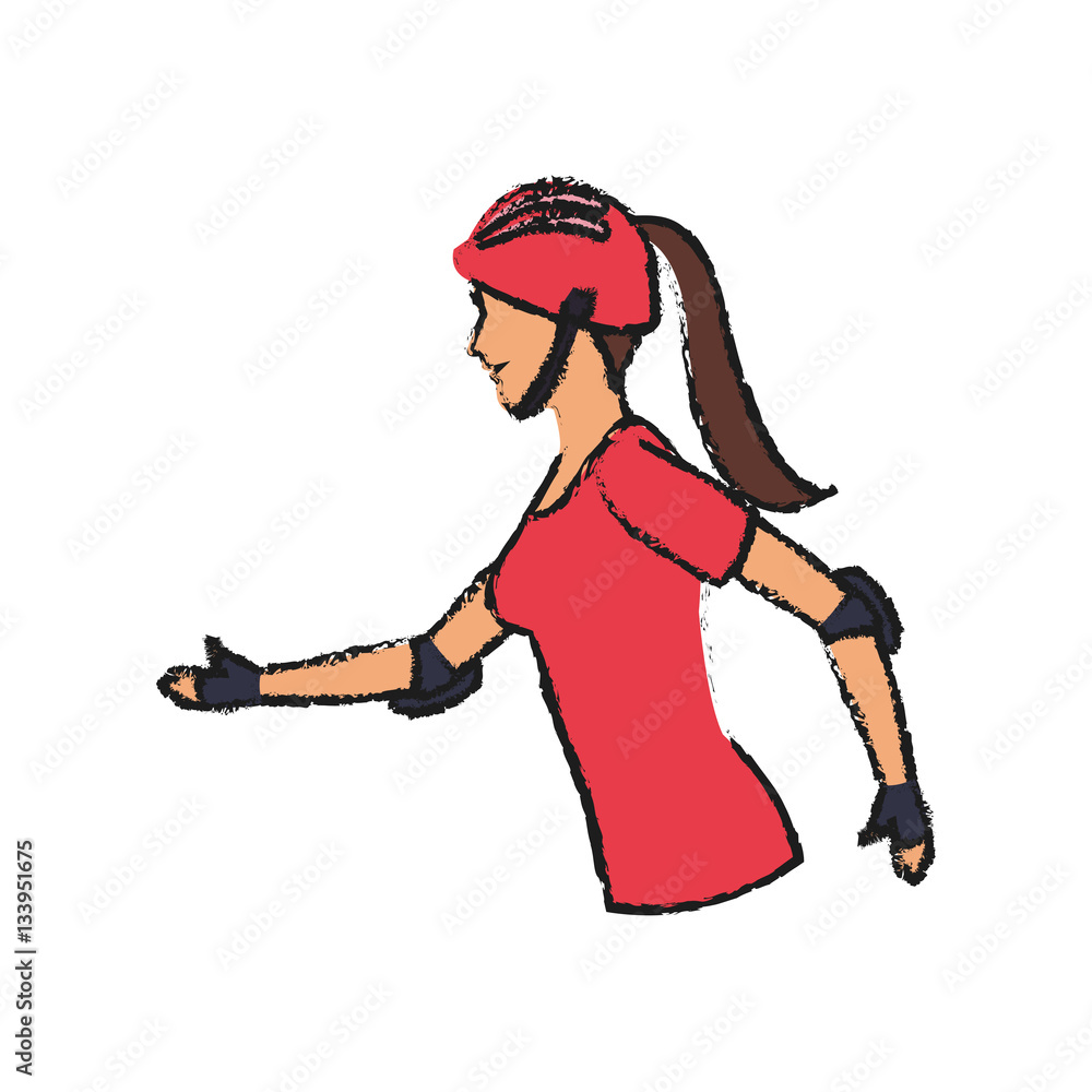 woman with safety equipment cartoon icon over white background ...