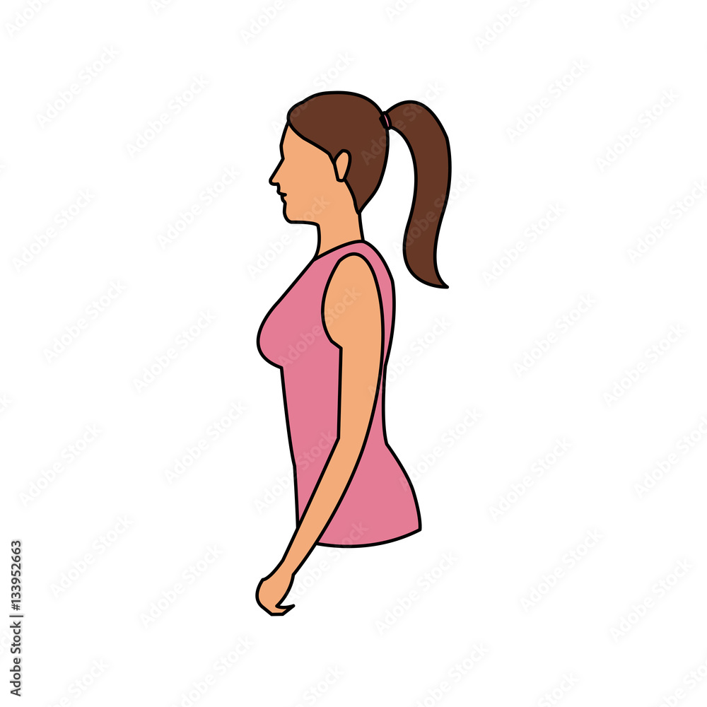 woman wearing a pink shirt cartoon icon over white background. colorful ...