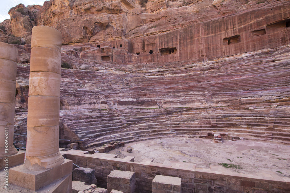 Ancient abandoned rock city of Petra in Jordan tourist attraction Stock ...