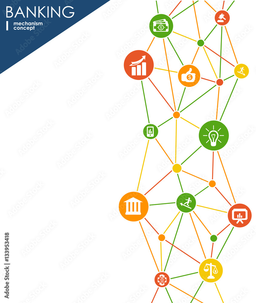 Banking mechanism. Abstract background with connected gears and ...