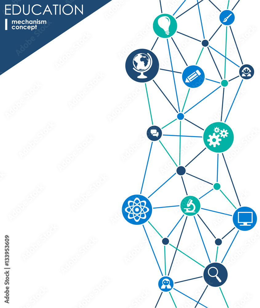 Education network. Hexagon abstract background with lines, polygons ...