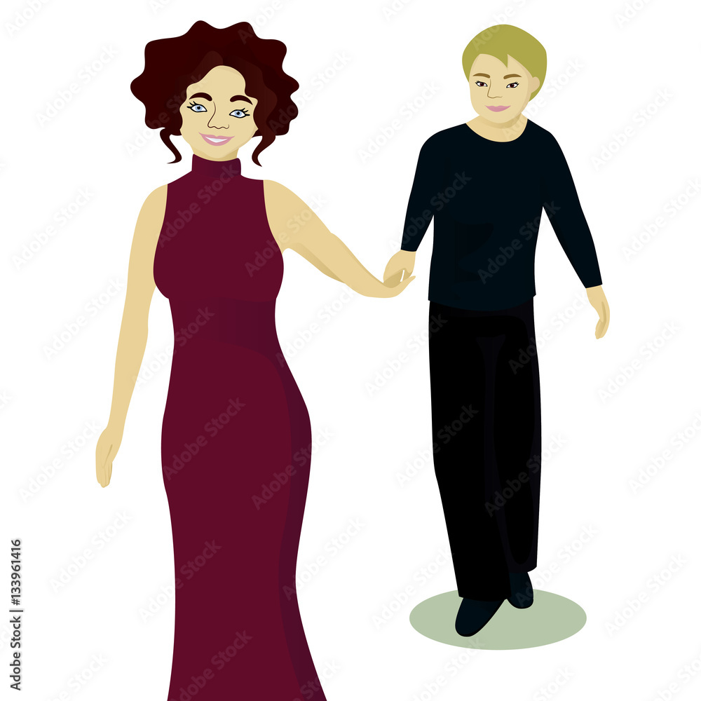 boy follows girl Stock Vector | Adobe Stock