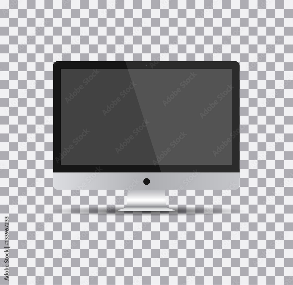 Blank screen. Realistic computer display on a transparent background ...