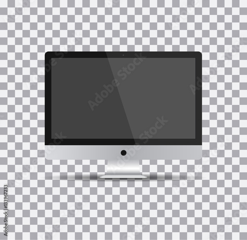 Blank screen. Realistic computer display on a transparent background ...