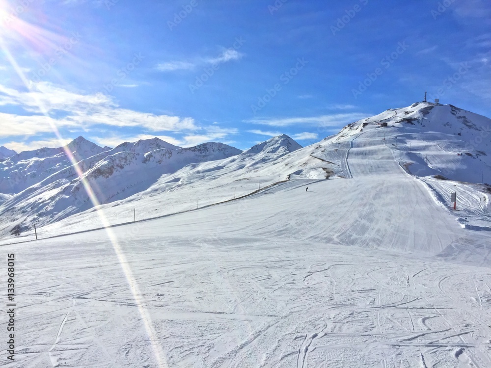 Sunny slope in mountains Stock Photo | Adobe Stock