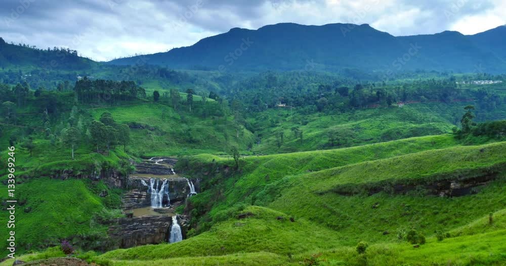 St Clair waterfall scenic nature background of rural beauty of Sri ...