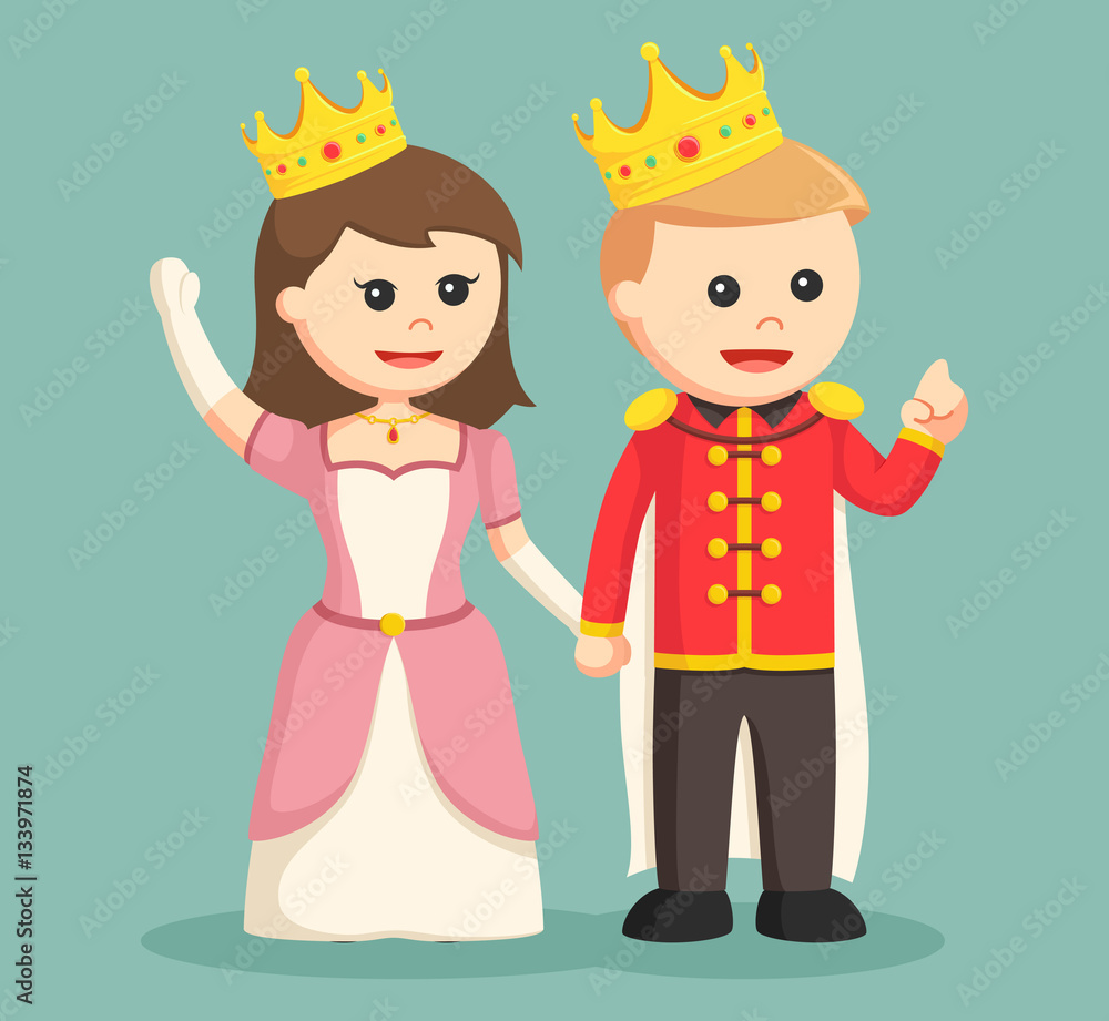 Prince And Princess Cartoon Holding Hands